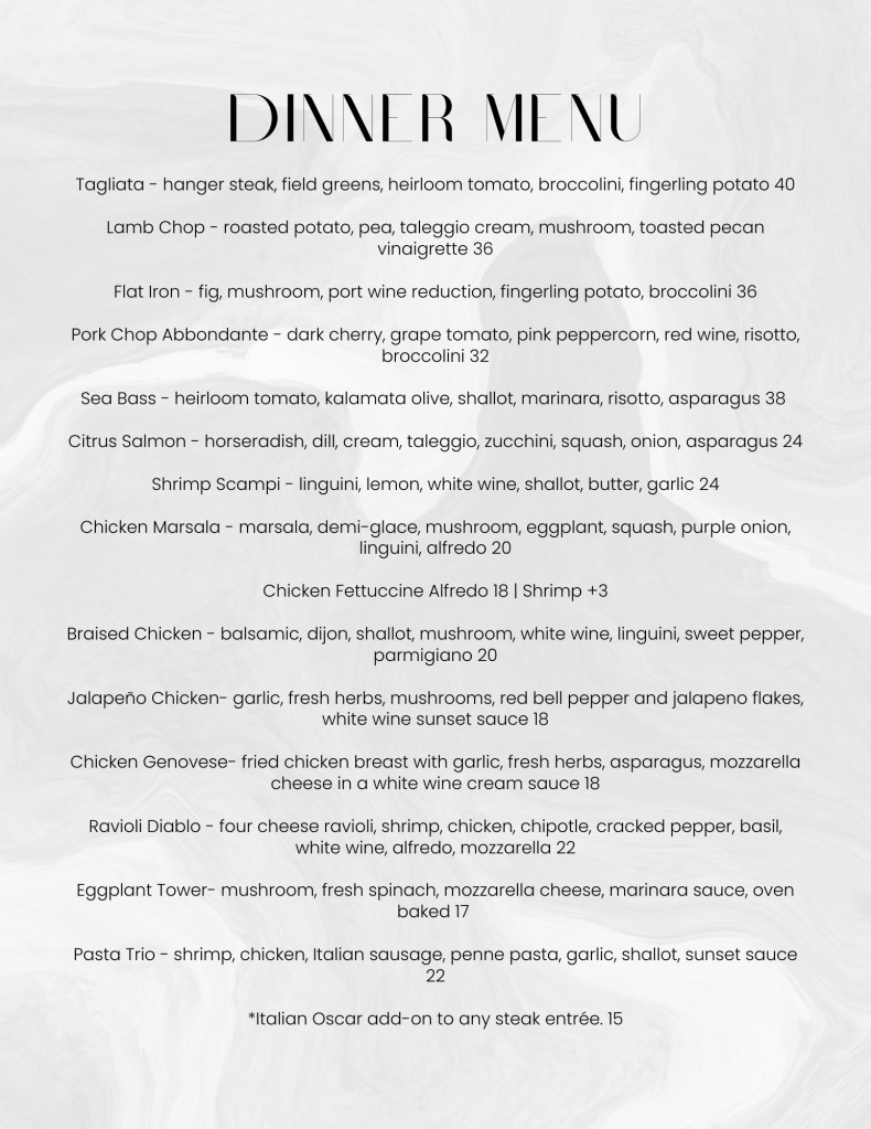 Dinner – 17 South A Fine Dining Experience
